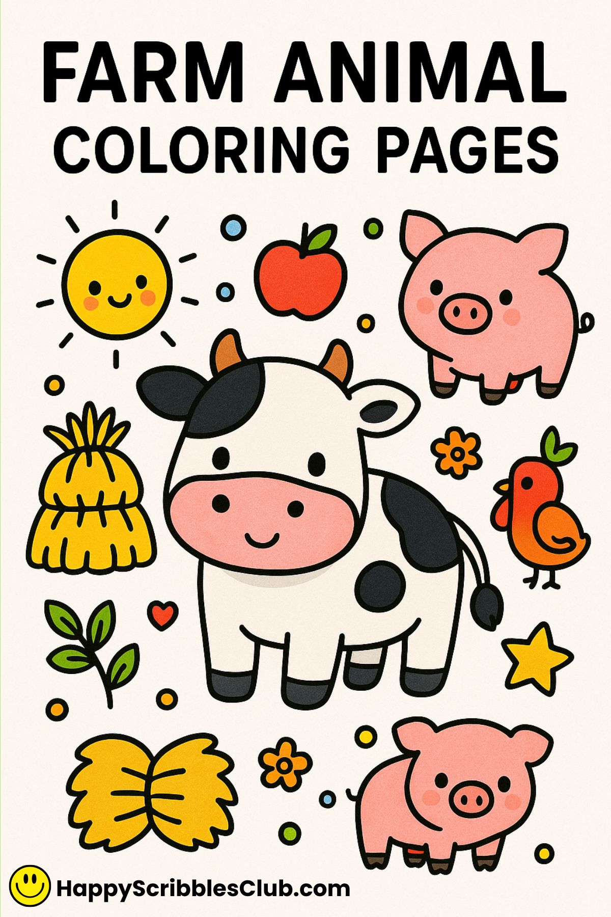 Farm Animal Coloring Pages - Happy Scribbles Club